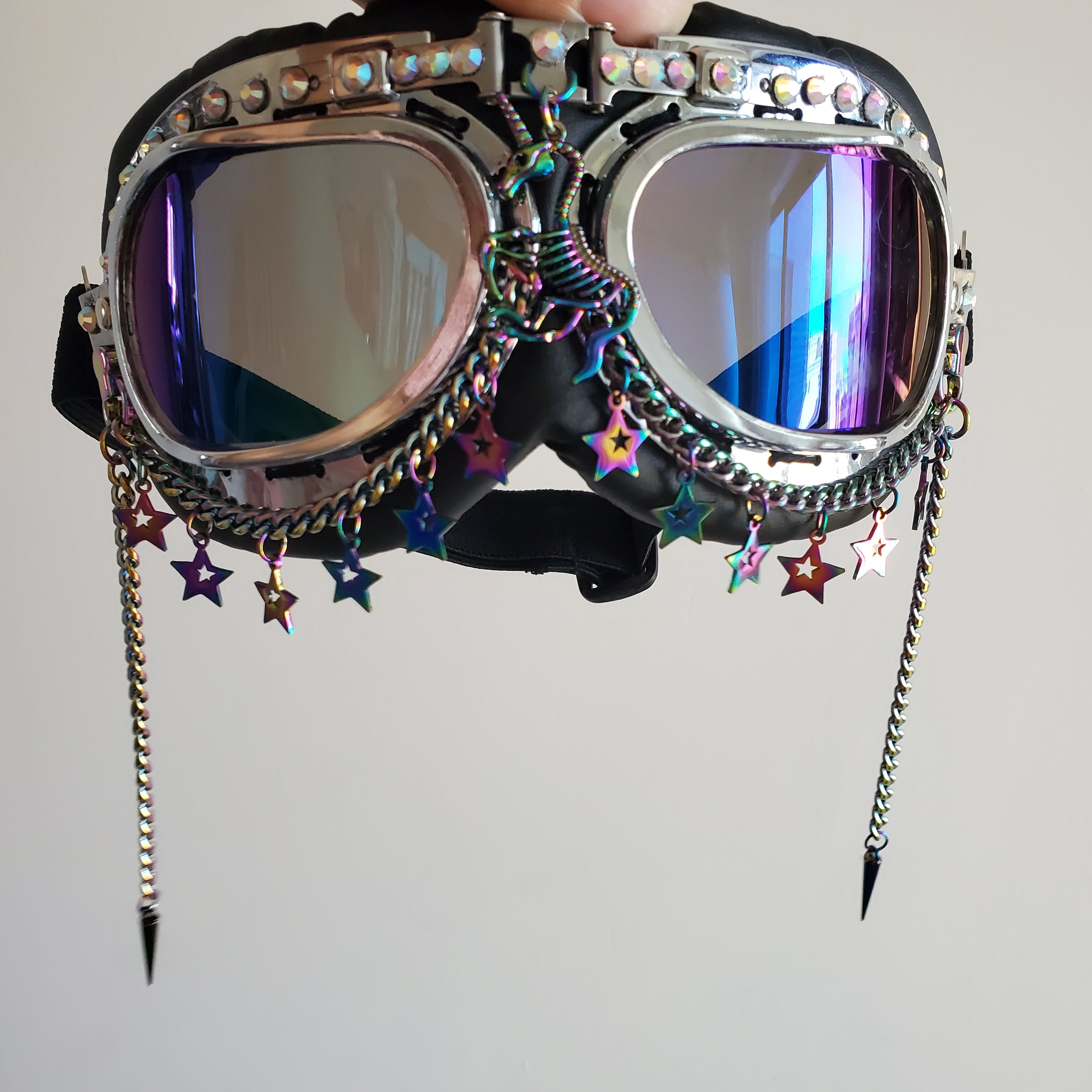 Rave Streampunk Goggles,Burning Man Holographic Festival Goggles,Chain ...